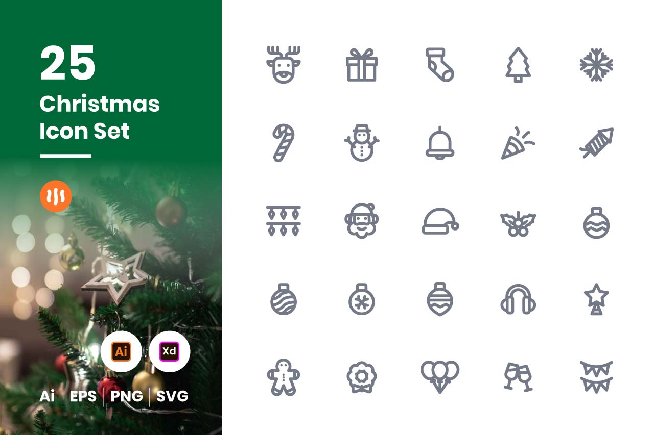 25 Christmas Icon Set - Git Aset