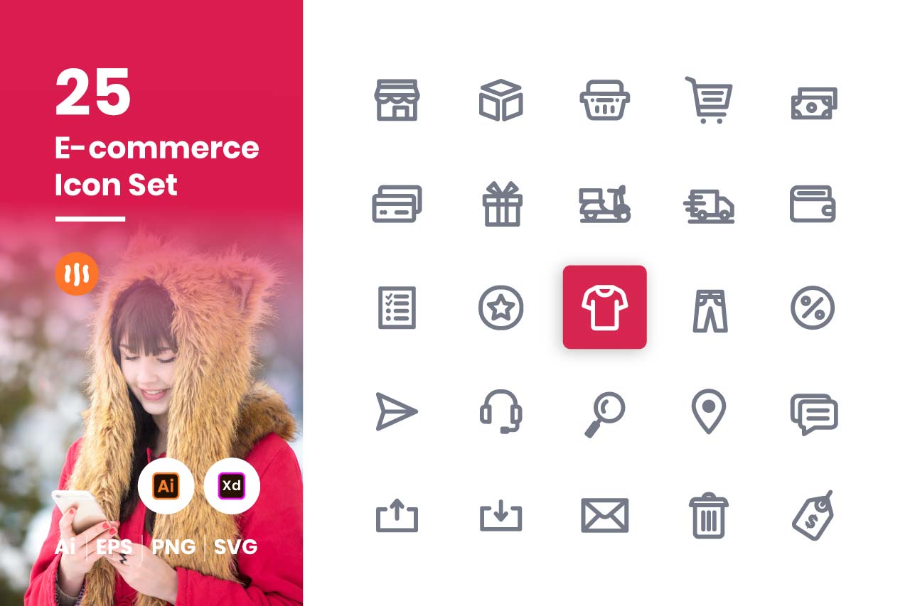 25 E-Commerce Icon Set - Git Aset