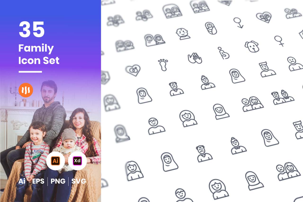 35 Family Icon Set - Git Aset