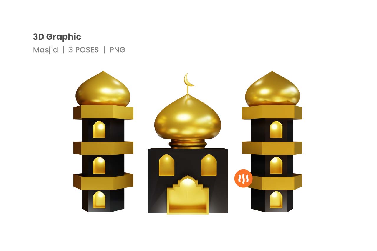3 Mosque 3D Poses - Git Aset
