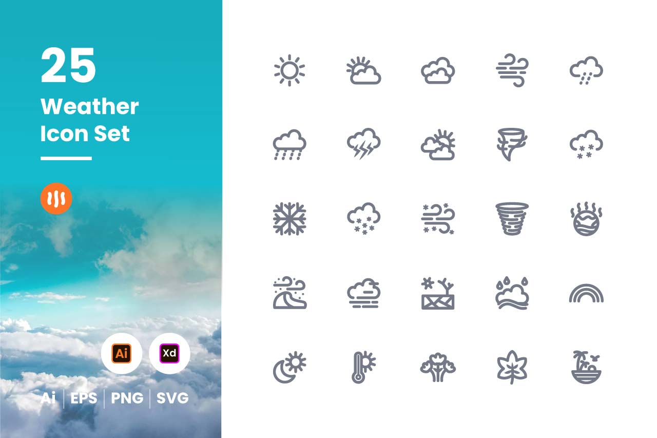 25 Weather Icon Set - Git Aset