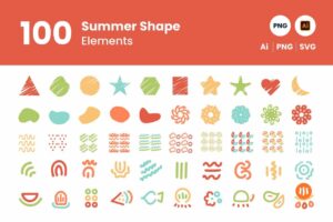 100 Summer Shape Elements - Git Aset