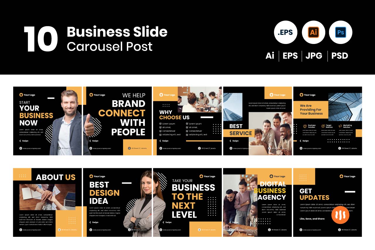 10 Business Carousel Post Template - Git Aset