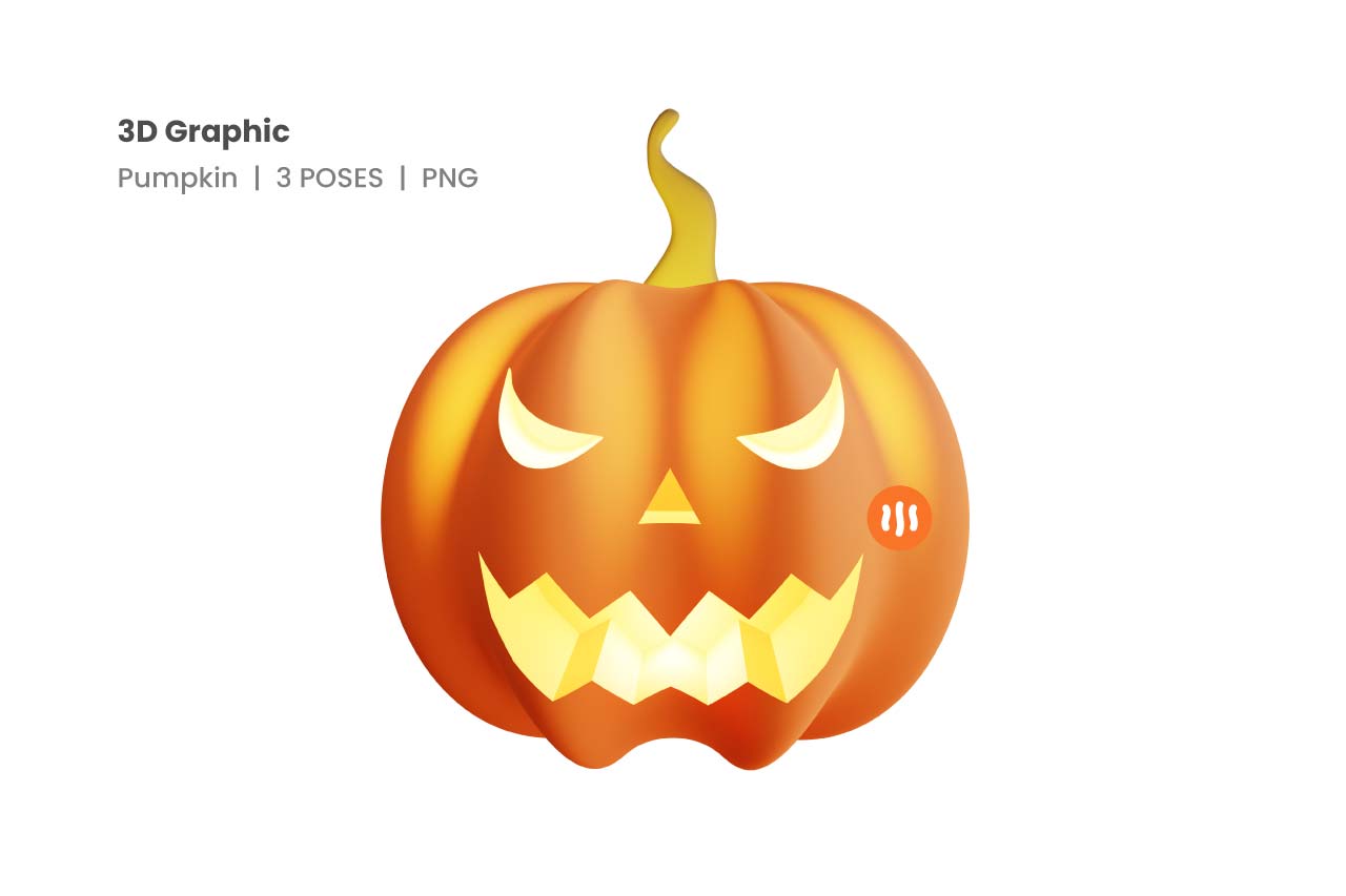 3 Pumpkin 3D Poses - Git Aset
