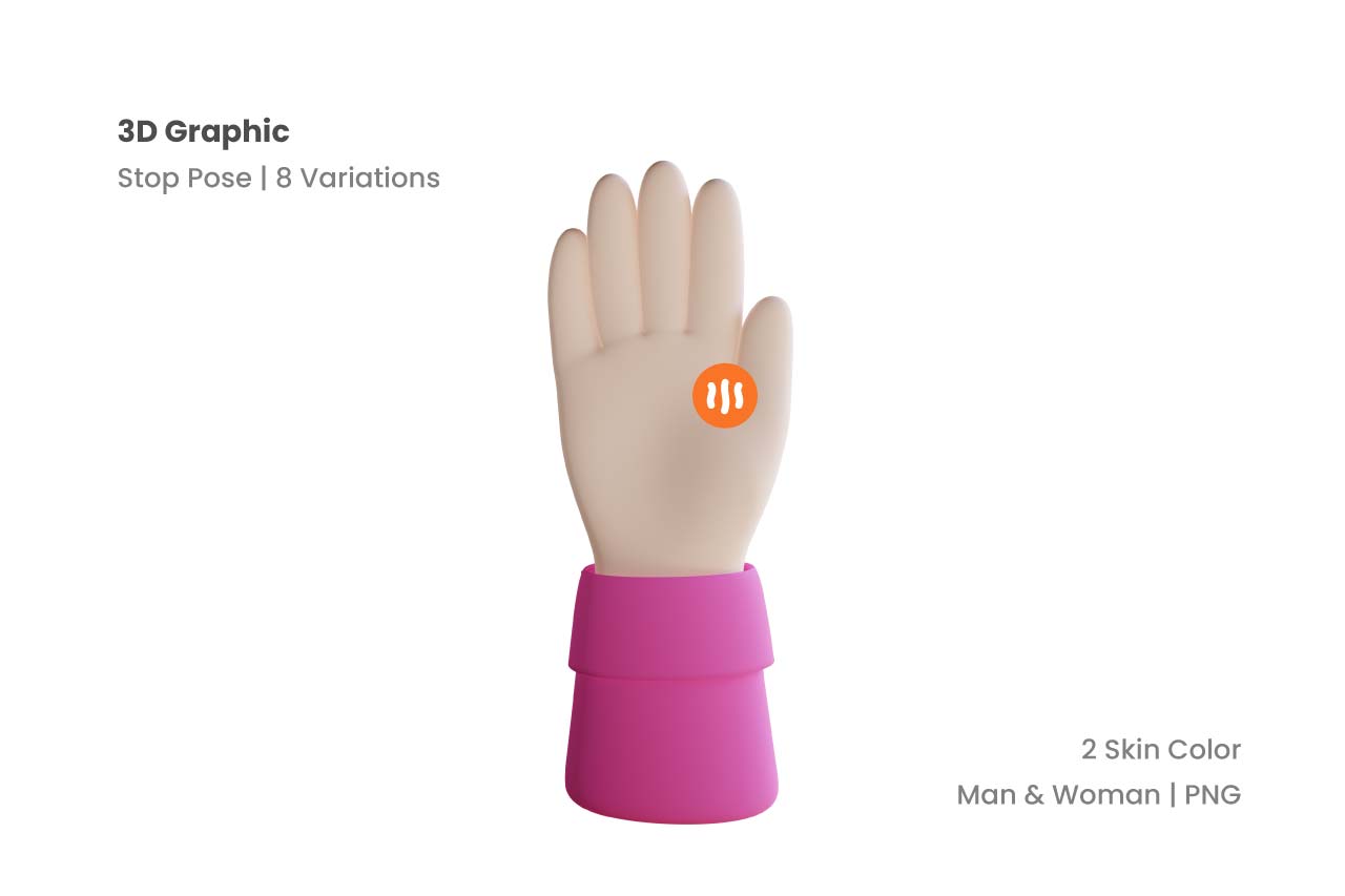 8 Hand Stop 3D Poses - Git Aset