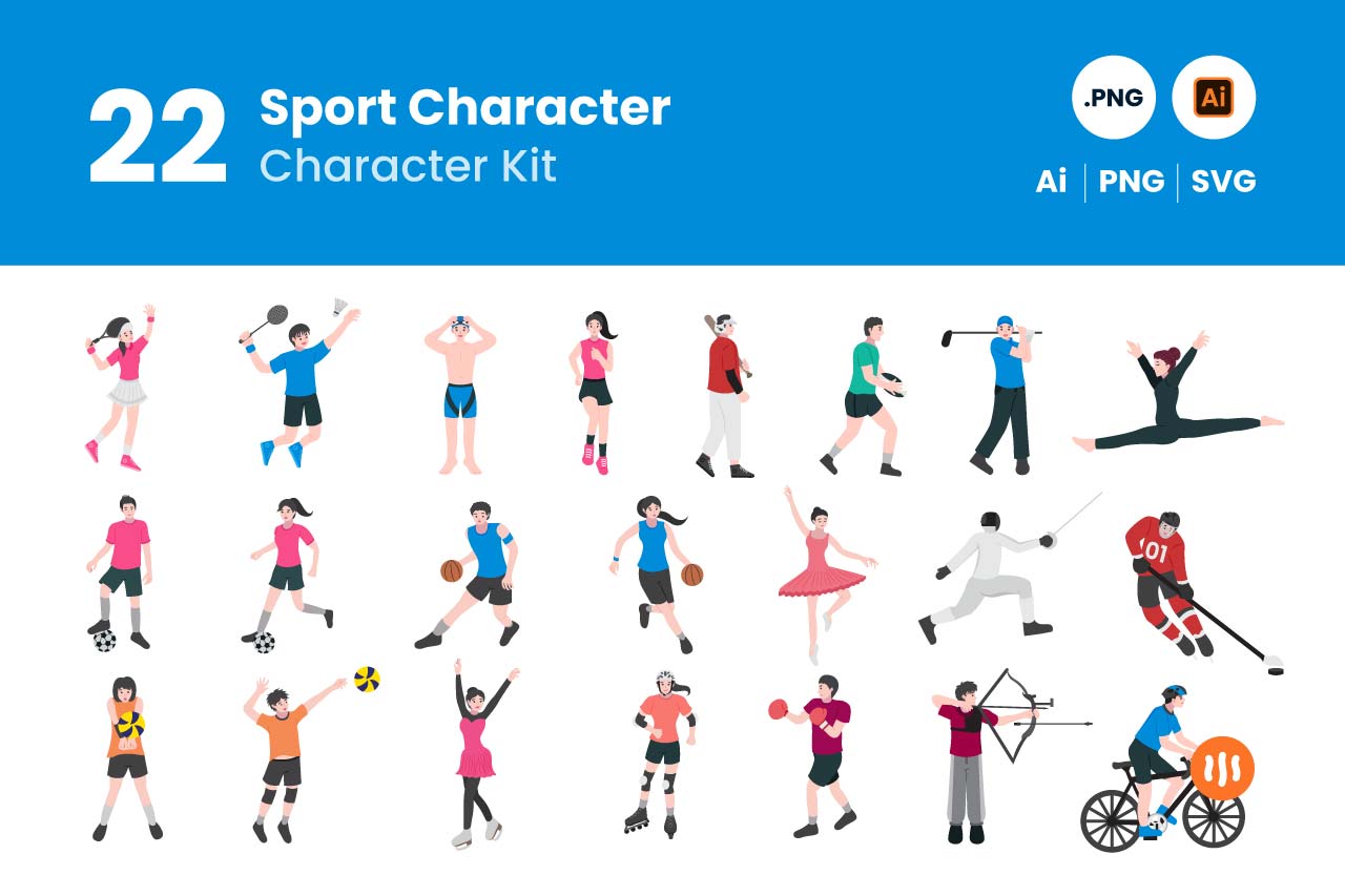 22 Sport Character Illustrator - Git Aset