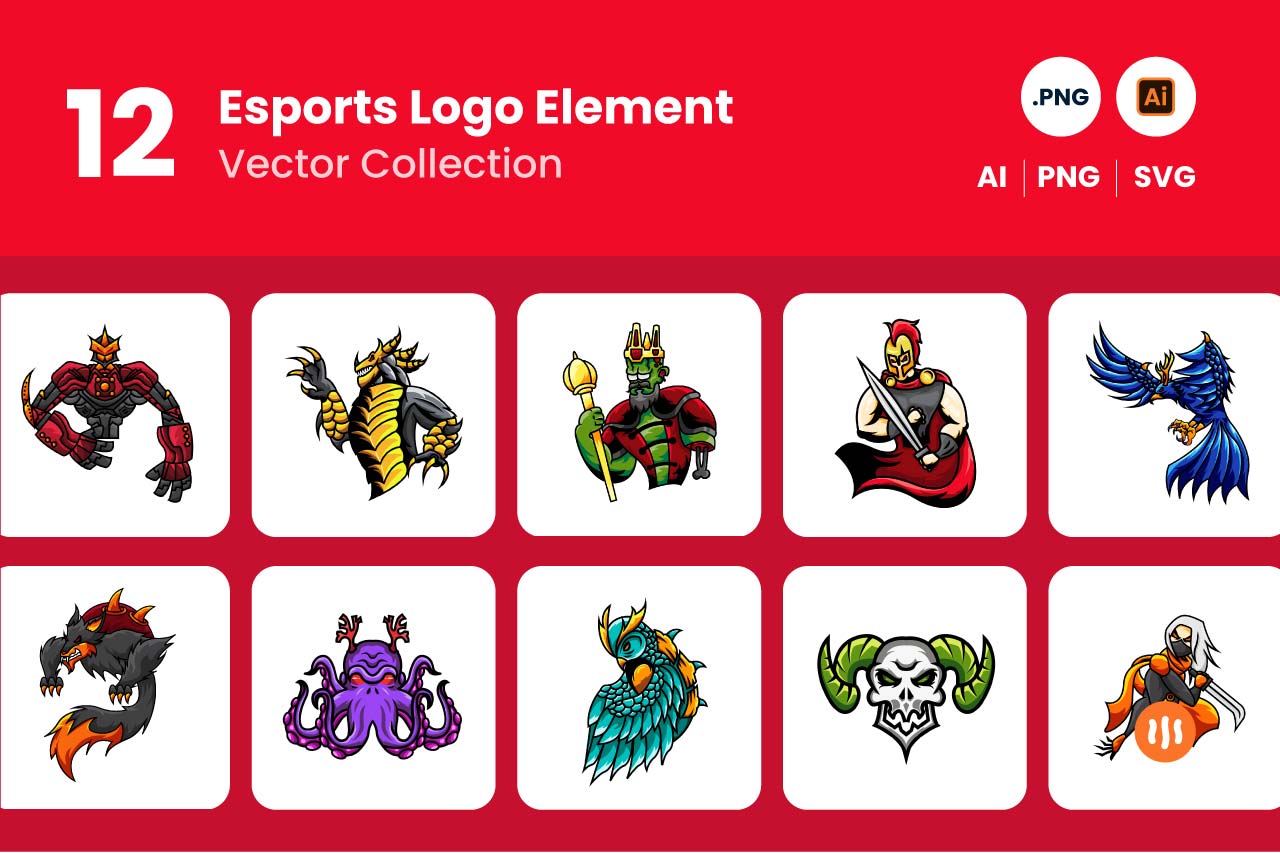 12 Esport Logo Element - Git Aset