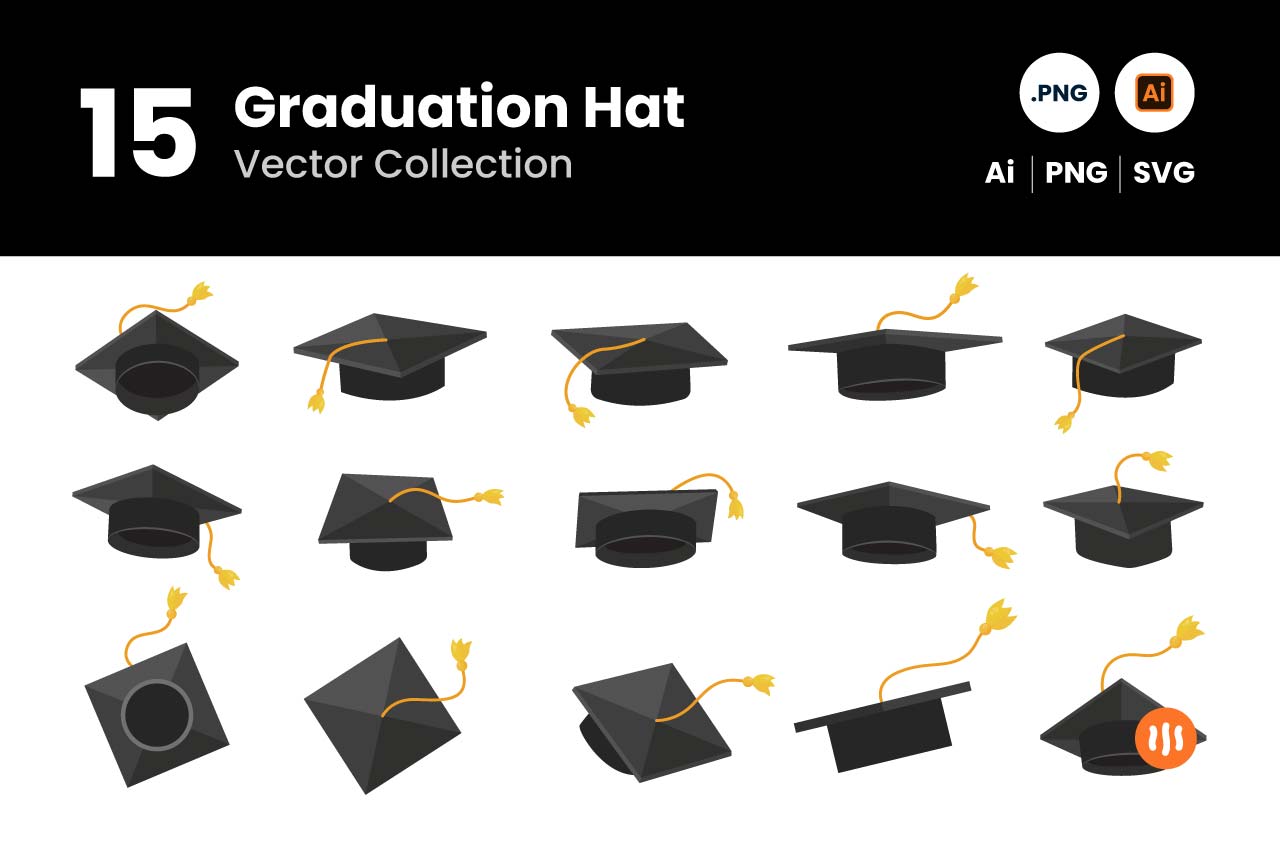 15 Graduation Hat - Git Aset