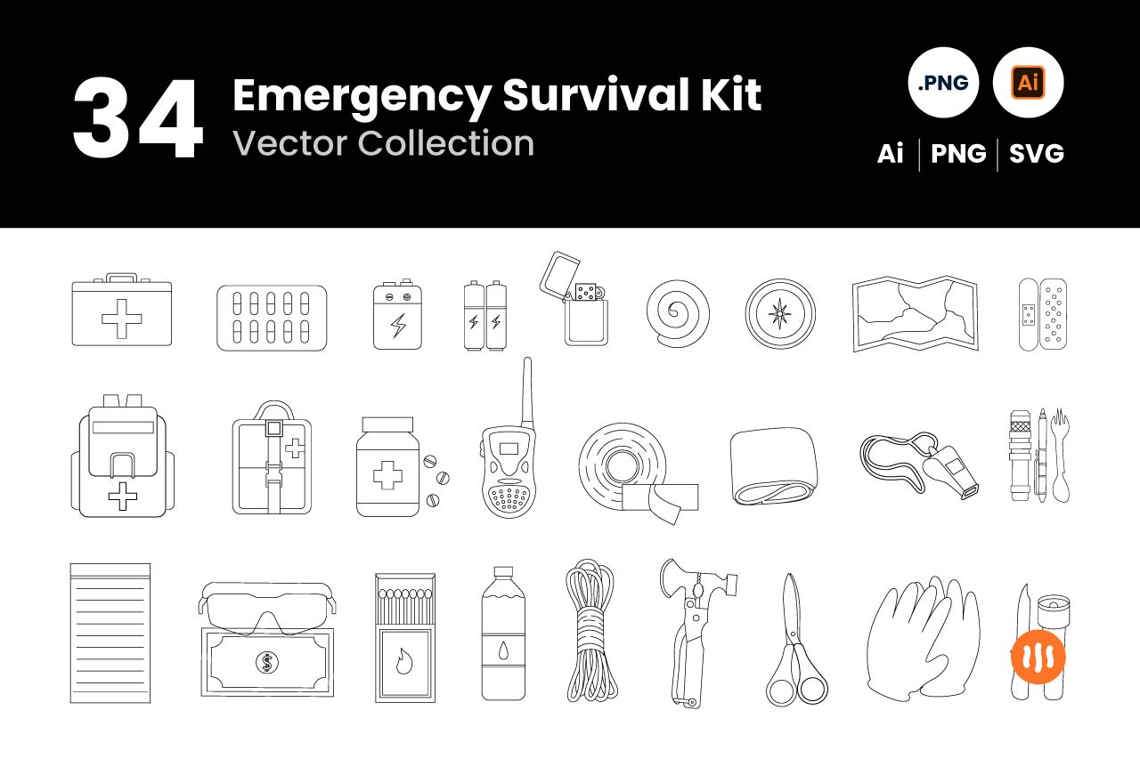 34 Emergency Survival Kit Linear Version - Git Aset