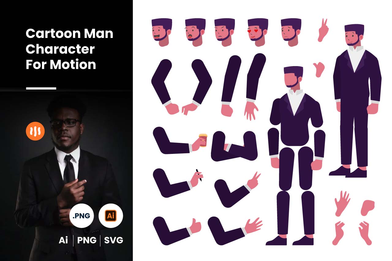 Cartoon Man Character For Motion 1 - Git Aset