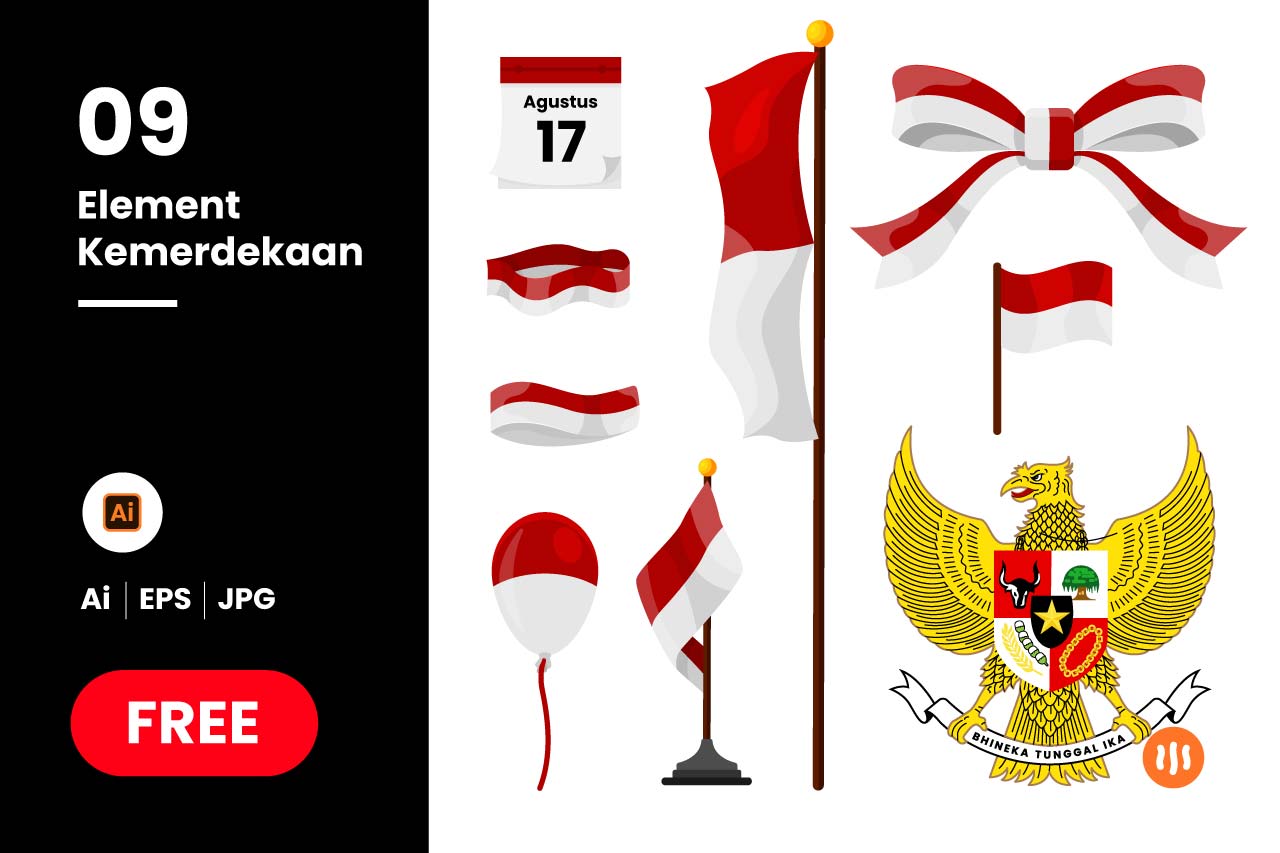 9 Indonesia Independence Day Elements - Git Aset