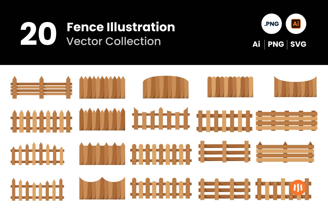 20 Fence Illustration - Git Aset