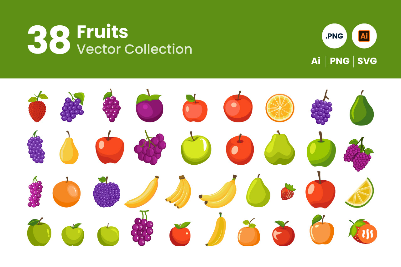38 Fruits Vector Collection - Git Aset