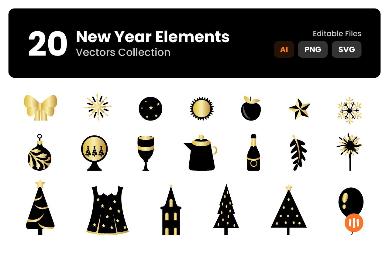 20 New Year Elements - Git Aset