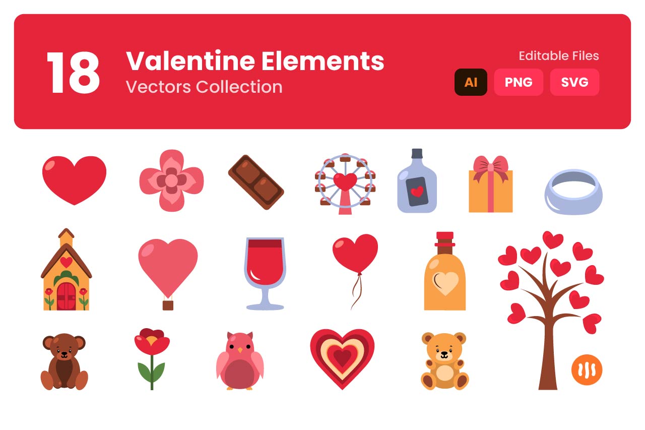 18 Valentine Elements - Git Aset
