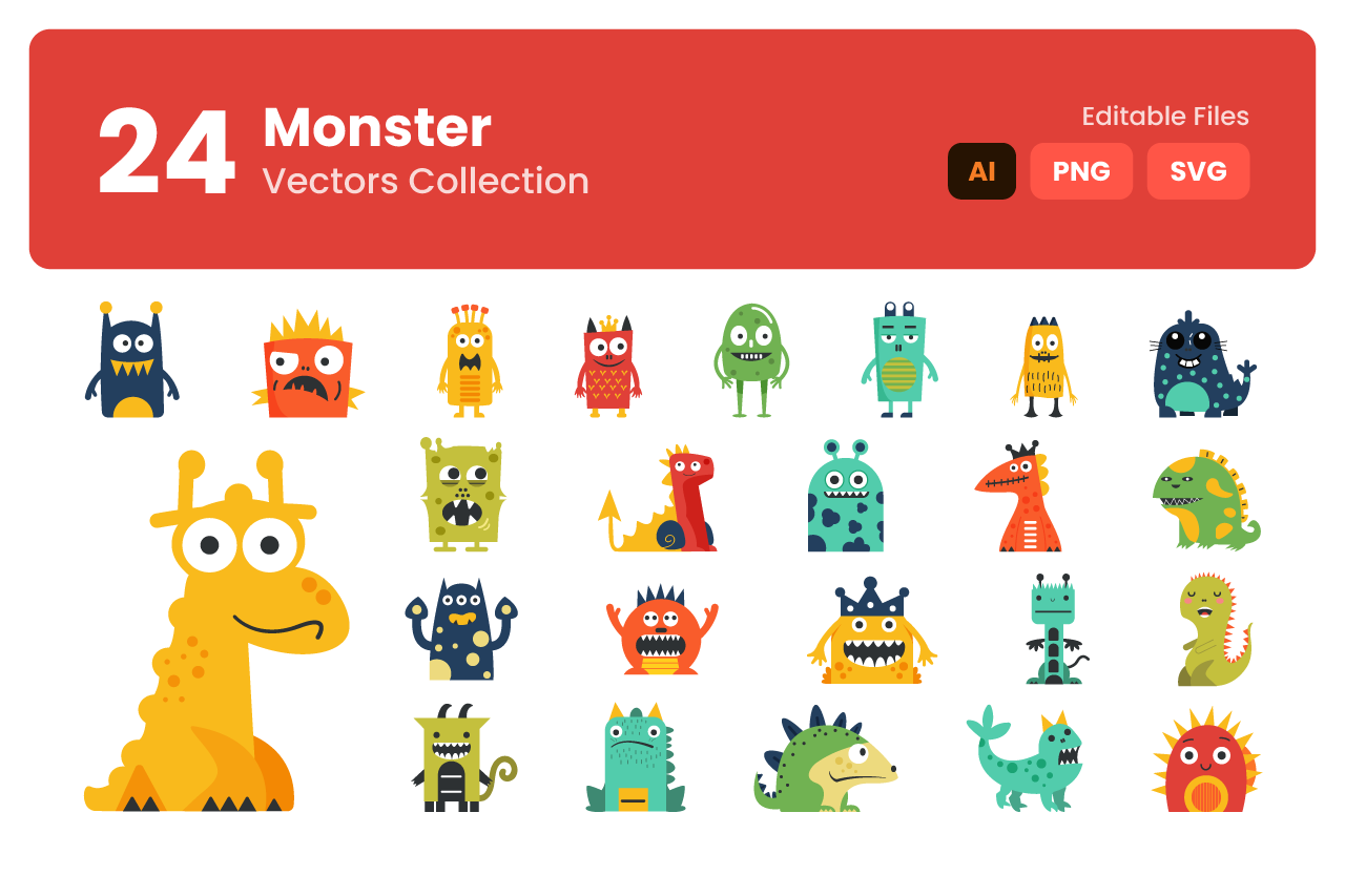 24 Monster Vector Collection - Git Aset
