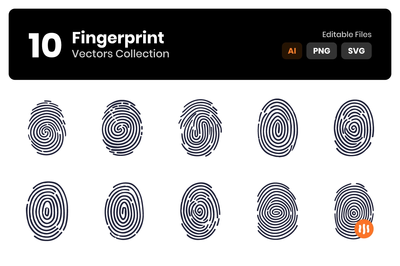 10 Fingerprint Vector - Git Aset