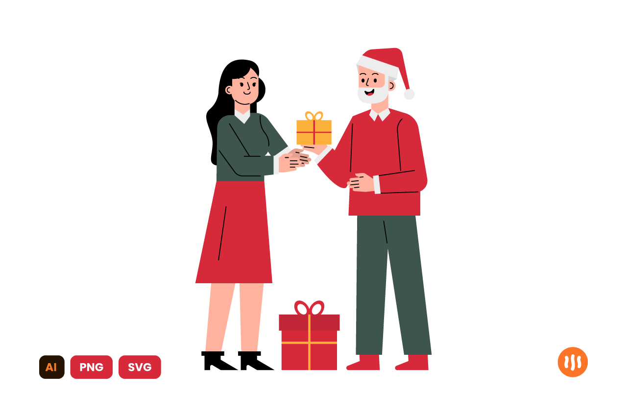 Christmas Gift To Women Illustration - Git Aset