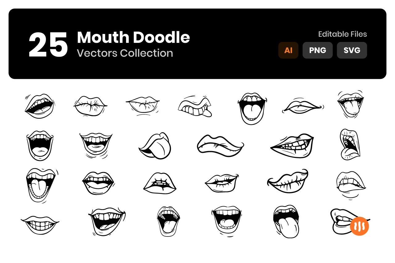 25 Mouth Doodle - Git Aset