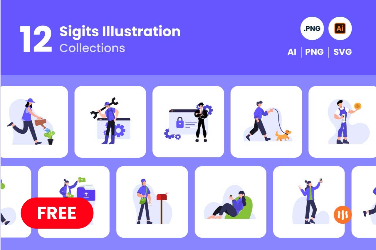 12 Sigits Illustration - Git Aset