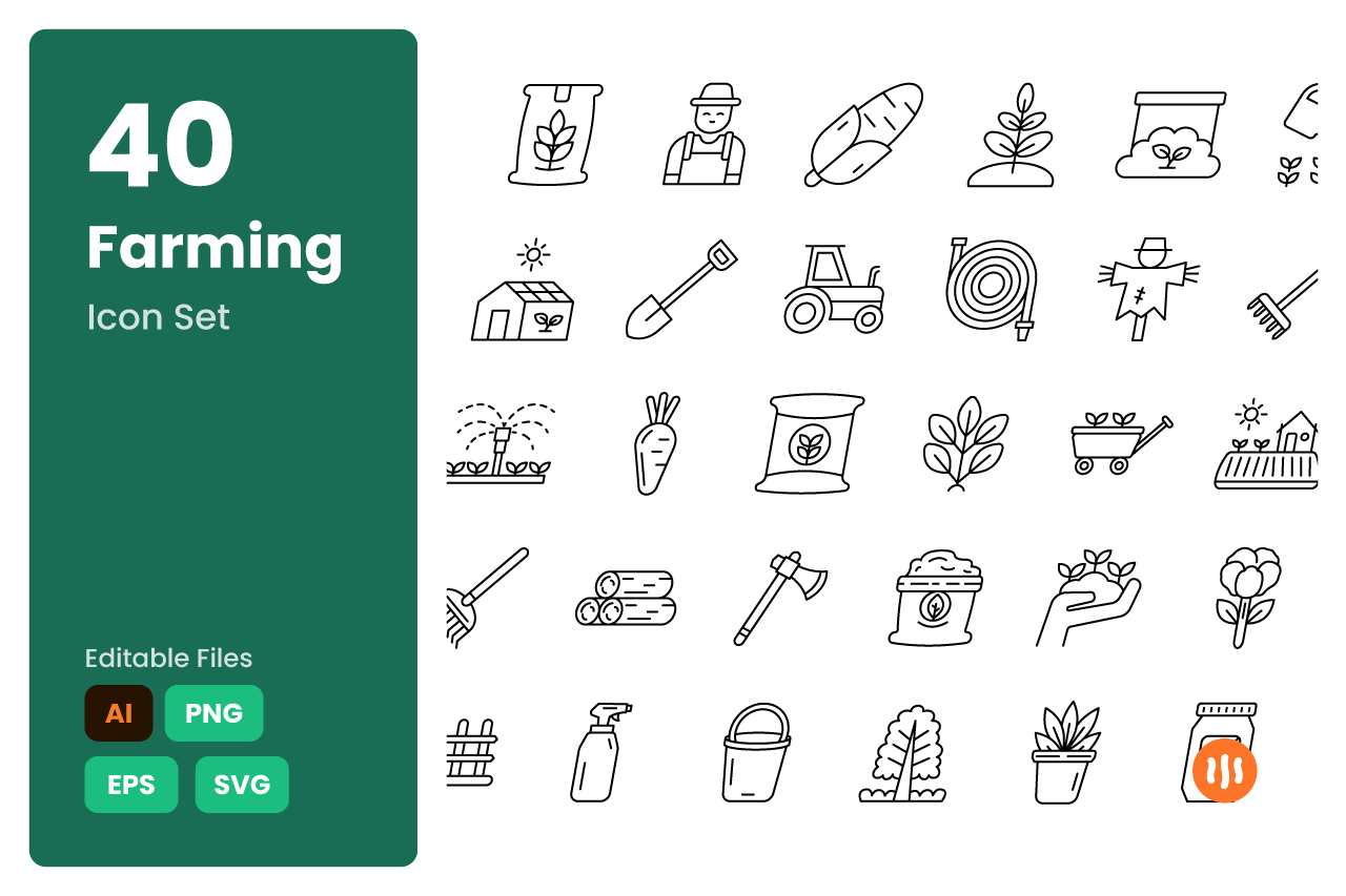 40 Farming Icon Set - Git Aset